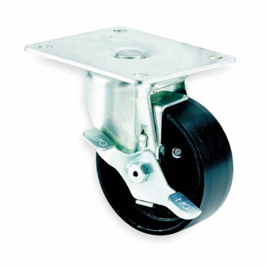 Plate Caster, Swivel, Cast Iron, 450 lb, 4 in Wheel Dia. - Grainger