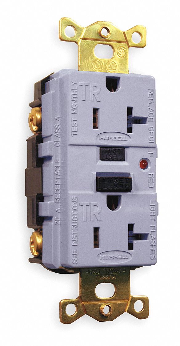 20A Industrial GFCI Receptacle, Gray; Tamper Resistant: Yes - Grainger
