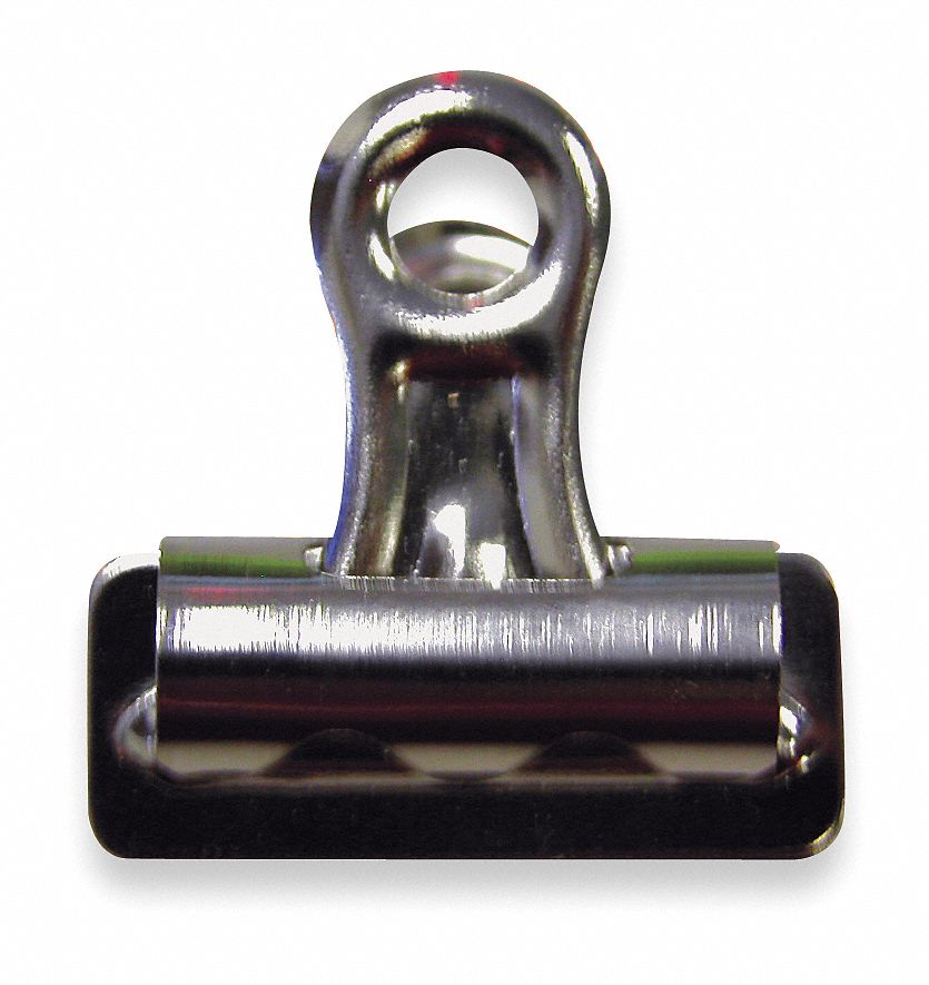 1 1/4 in W Bulldog Clip, Silver - Grainger
