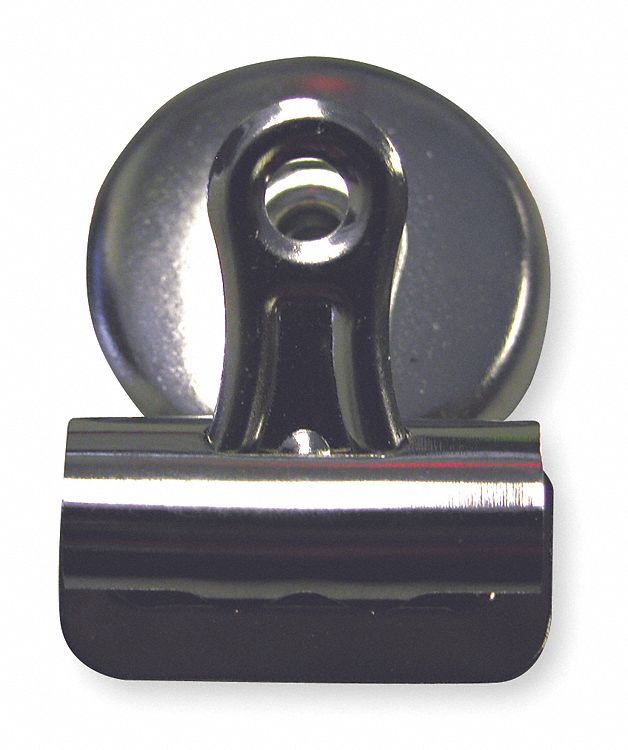 1 1/4 in W Magnetic Bulldog Clip, Silver - Grainger