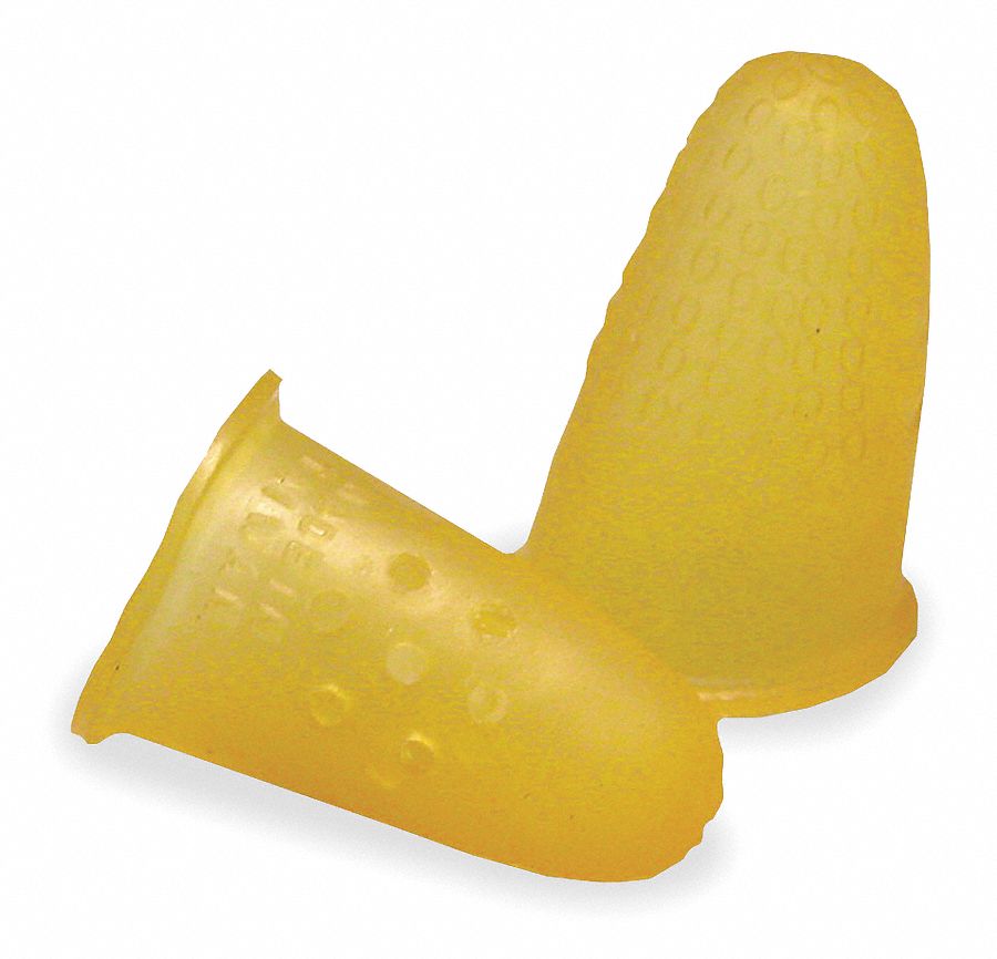 Finger Tips, Size 12, Medium/Large, Rubber, Amber, PK 12 - Grainger