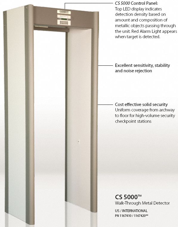 GARRETT METAL DETECTORS Walk-Through Metal Detector, 50/60 Hz Operating ...