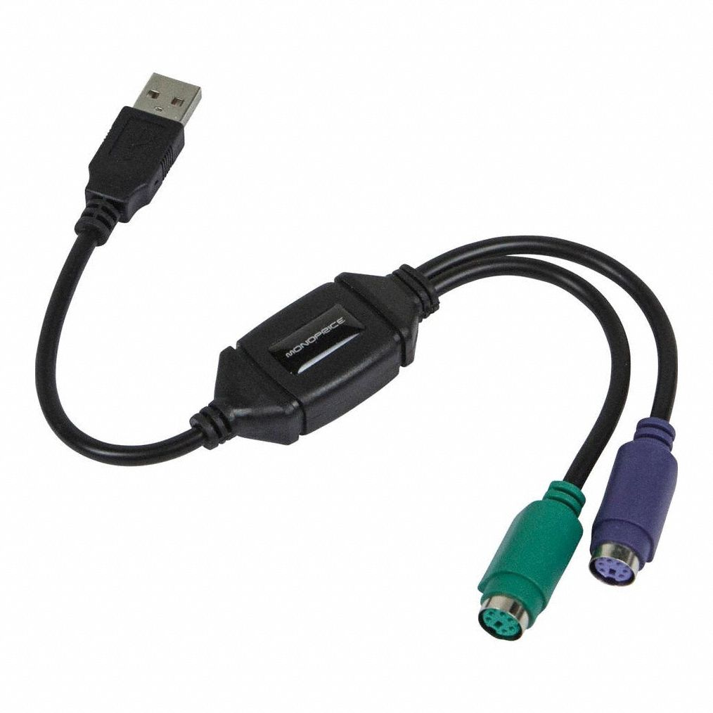 MONOPRICE, PS/2 Keyboard/Mouse/USB, 6 in Cable Lg, Computer Cable ...
