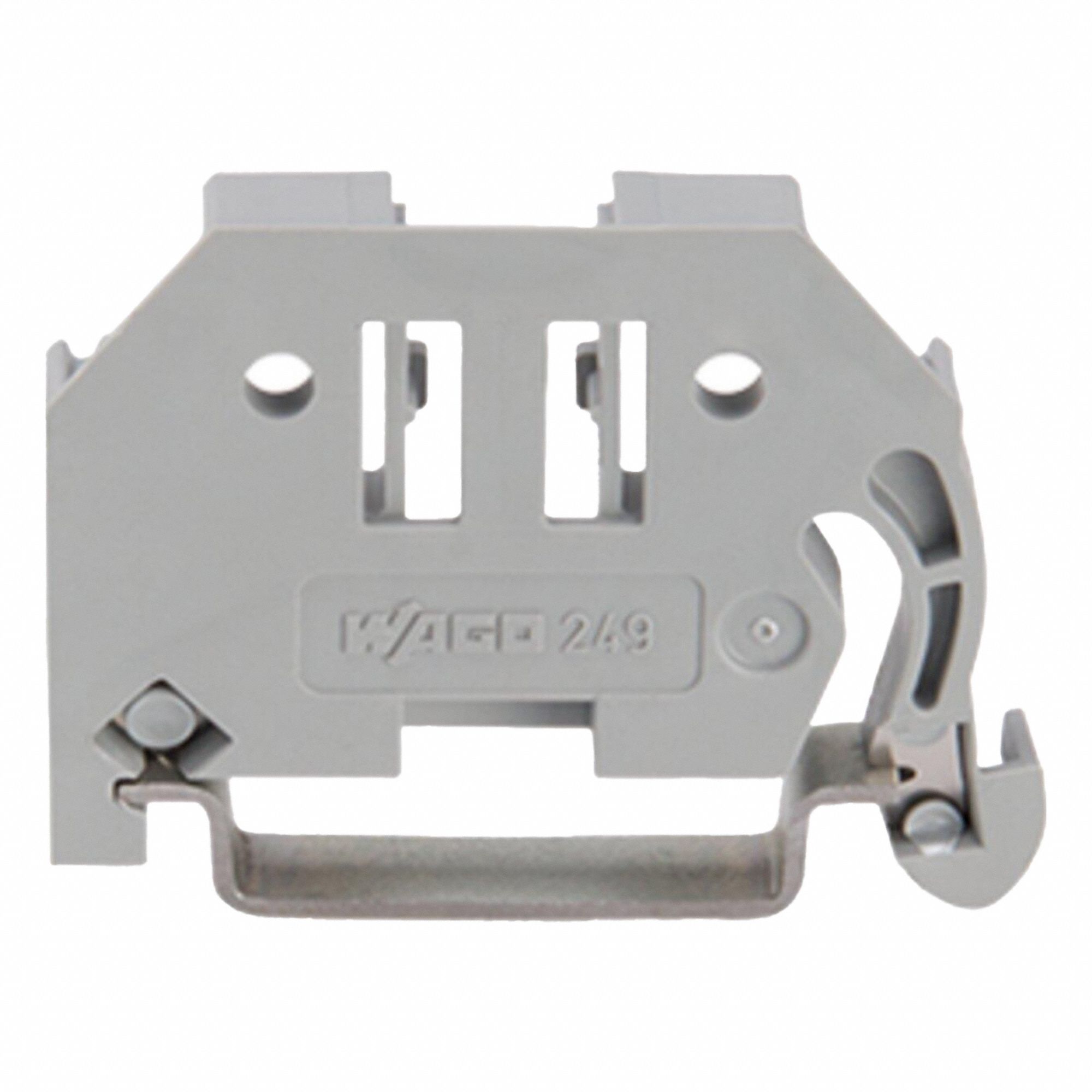 WAGO, Gray, DIN Rail Mount, Din Rail End Stop - 869ZV8|249-116 - Grainger