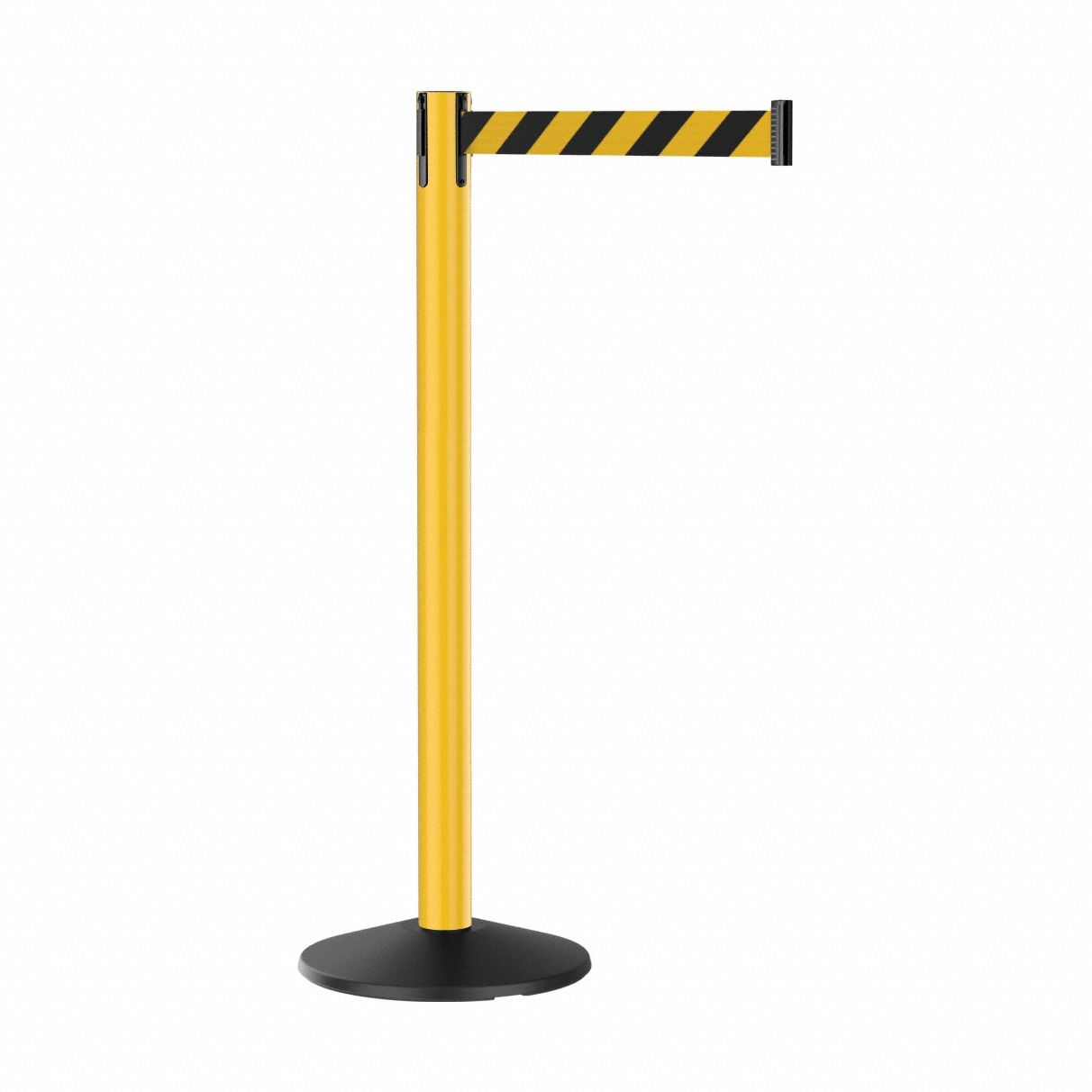RETRACTA-BELT, Black/Yellow, Diagonal Stripe, Barrier Post with Belt ...
