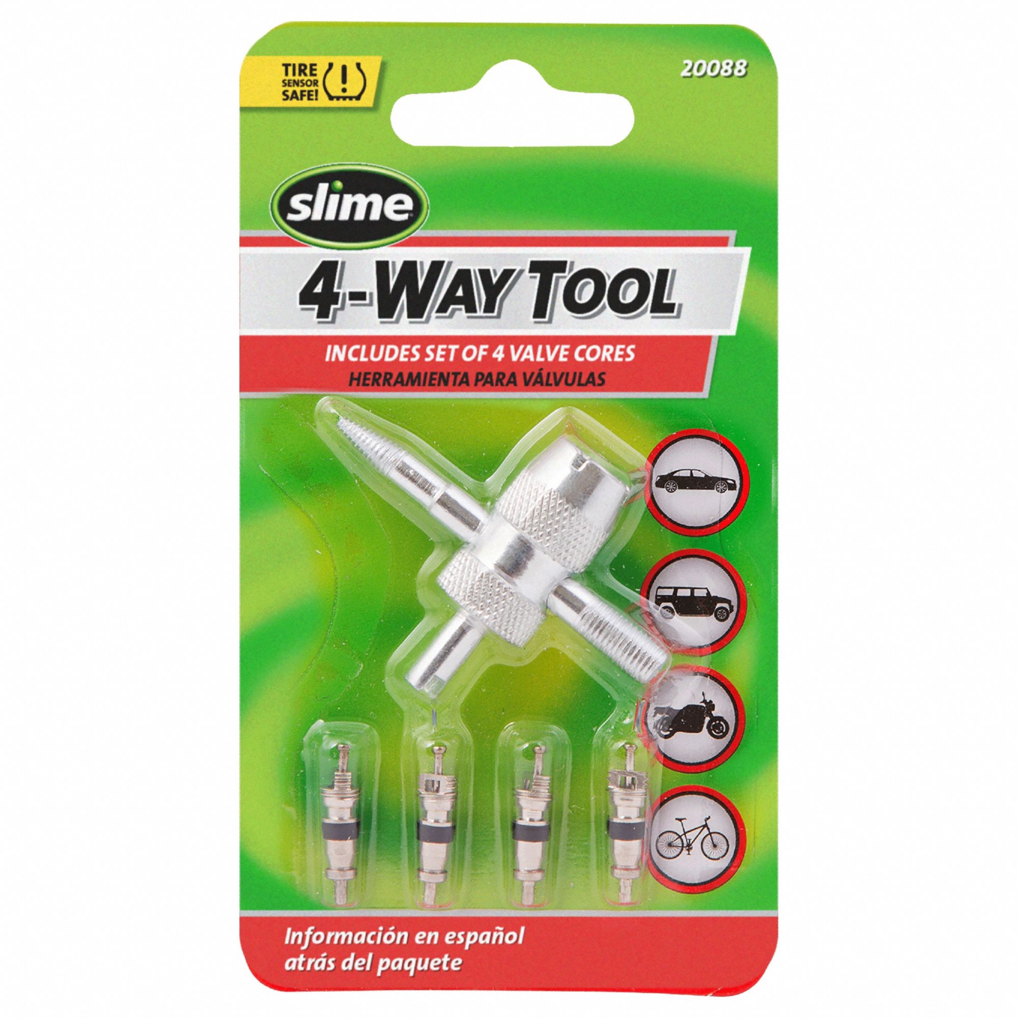 SLIME 4-way Valve Tool: 4-Way Valve Tool, Metal, 1 1/2 in Overall Lg ...