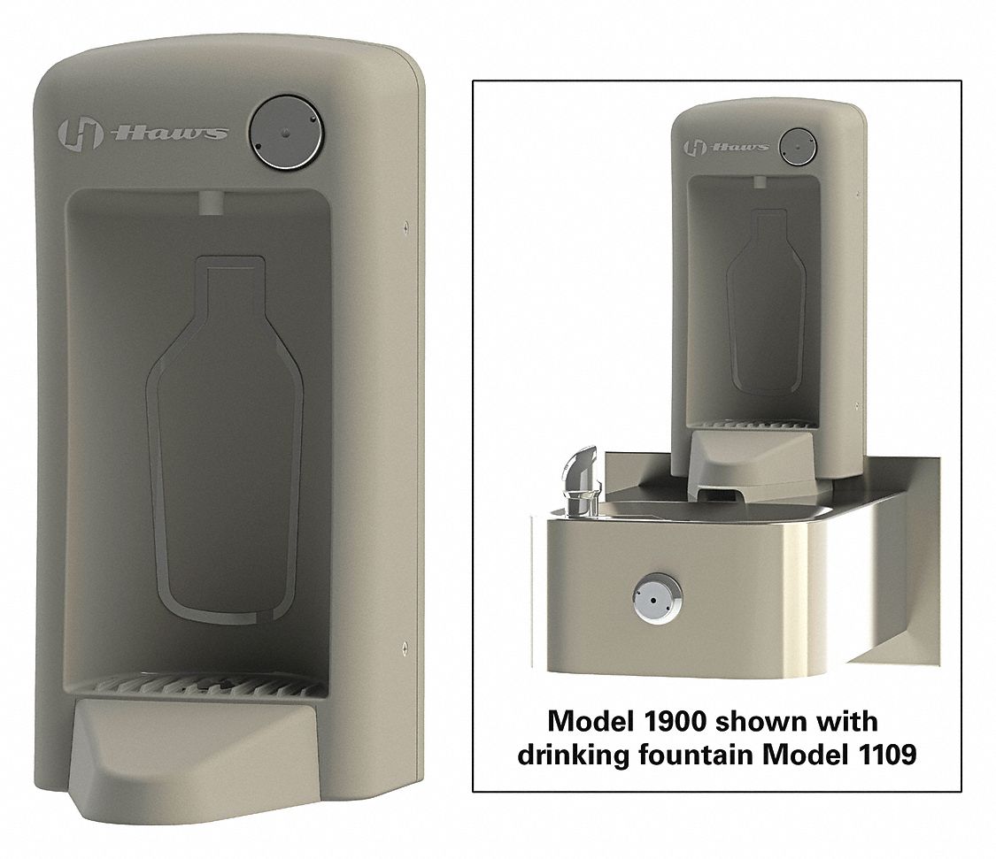 HAWS, Front Push Button, 16 1/4 in Ht, Bottle Filler Retrofit Kit ...