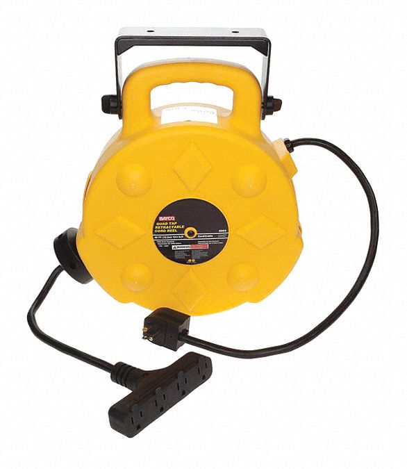 BAYCO, Poly Cord Reel,w/4 Outlets,15A,40 ft - 200U76|SL-8904-40 - Grainger