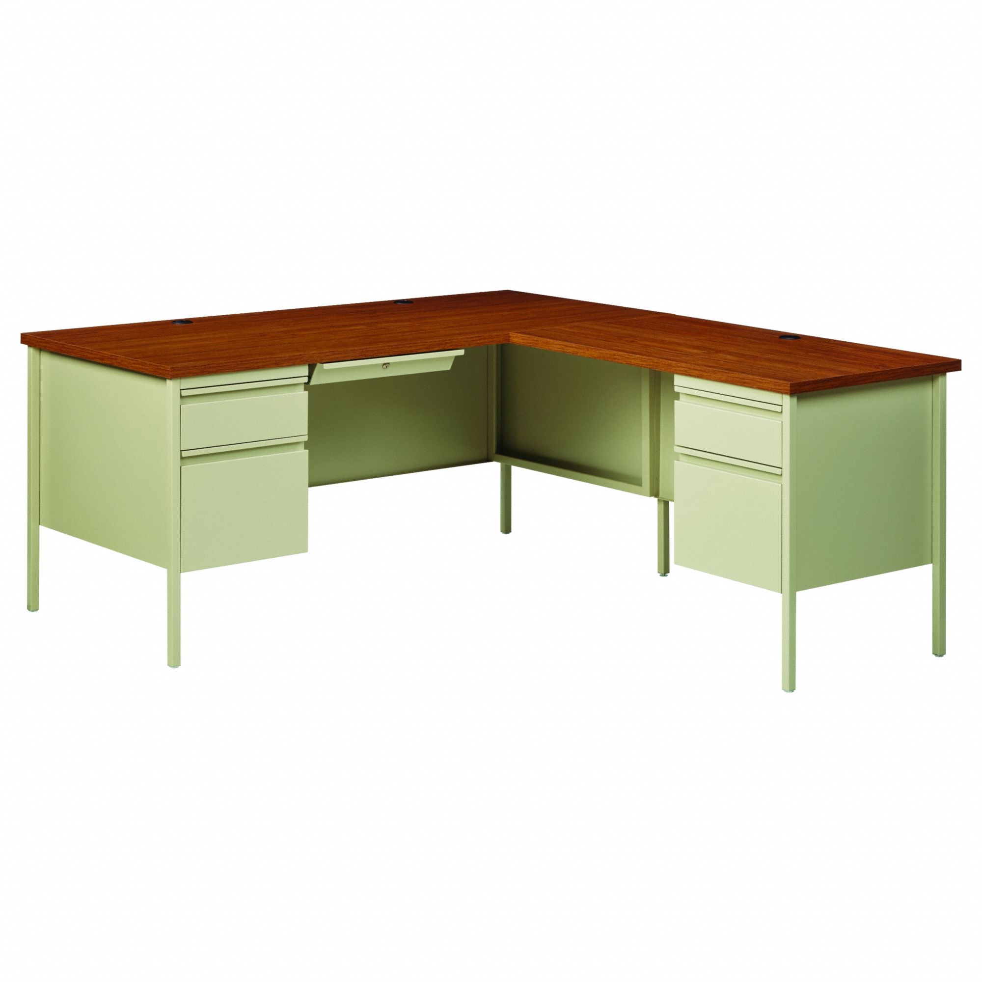 HIRSH, Particle Board, Oak/Putty, L-Shaped Office Desk - 56HG41|20449 ...