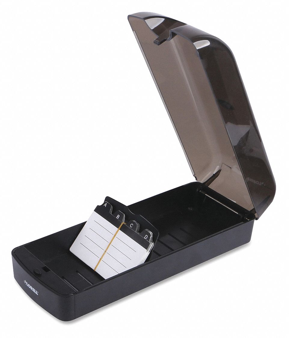 LORELL, Black/Gray, Plastic, Business Card File - 202K67|LLR01029 ...