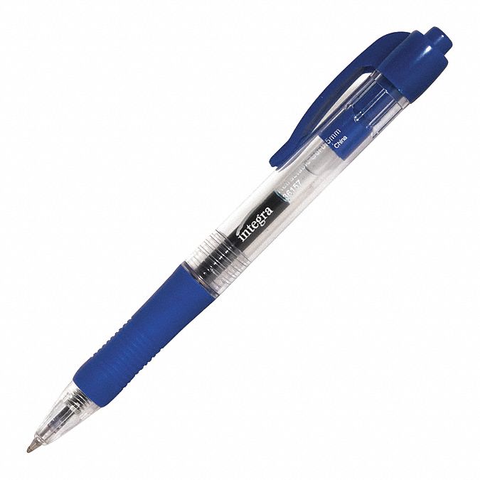 INTEGRA, Blue, 0.5 mm, Retractable 0.5mm Gel Pen,Blue,PK12 - 203W18 ...