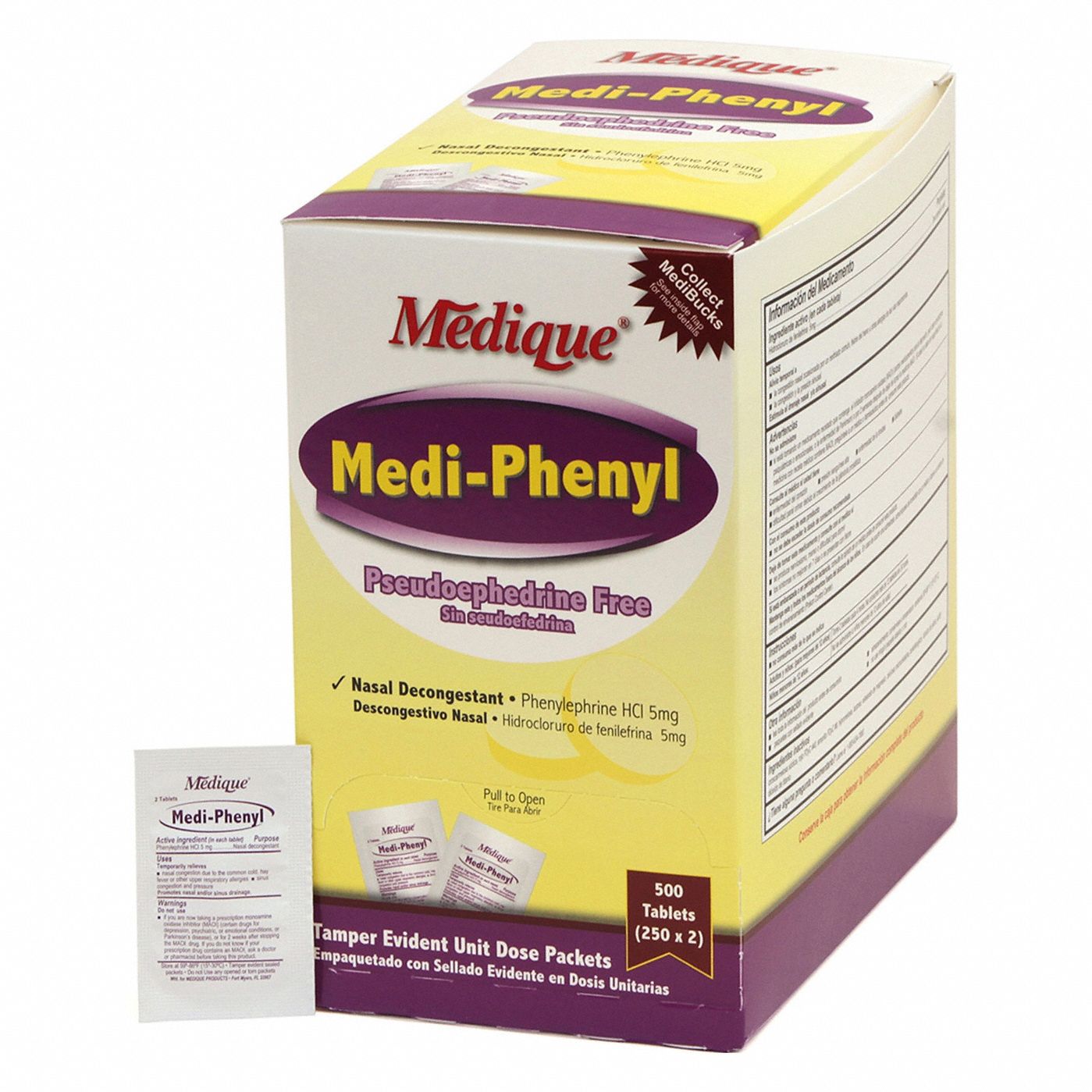 MEDI PHENYL, Phenylephrine HCl, 250 Individual Doses, Sinus and Allergy ...