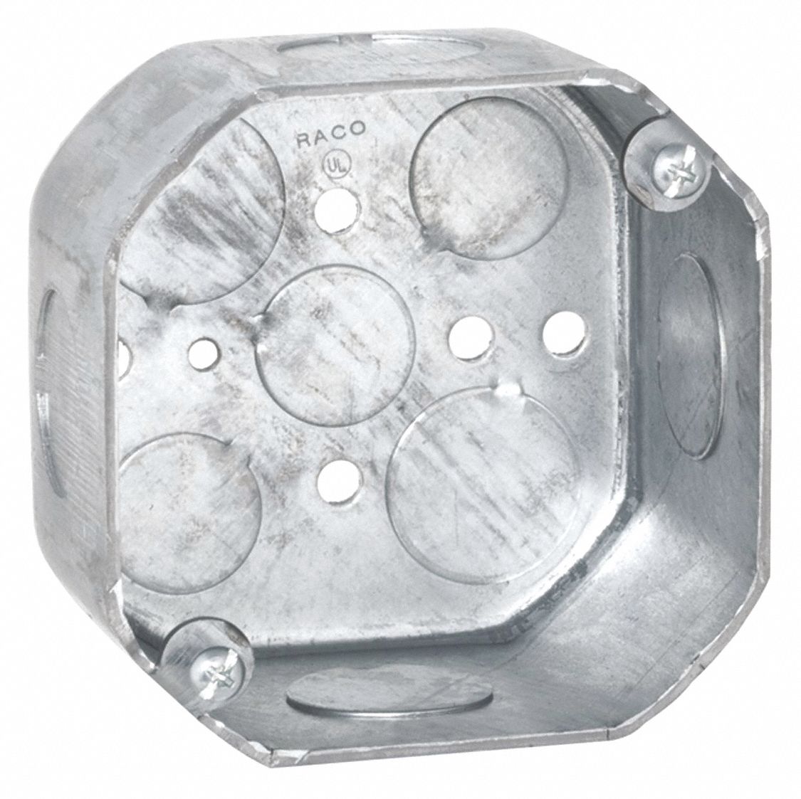 Octagon Box,2-1/8 Deep,1/2-3/4 Ko 4" - Grainger