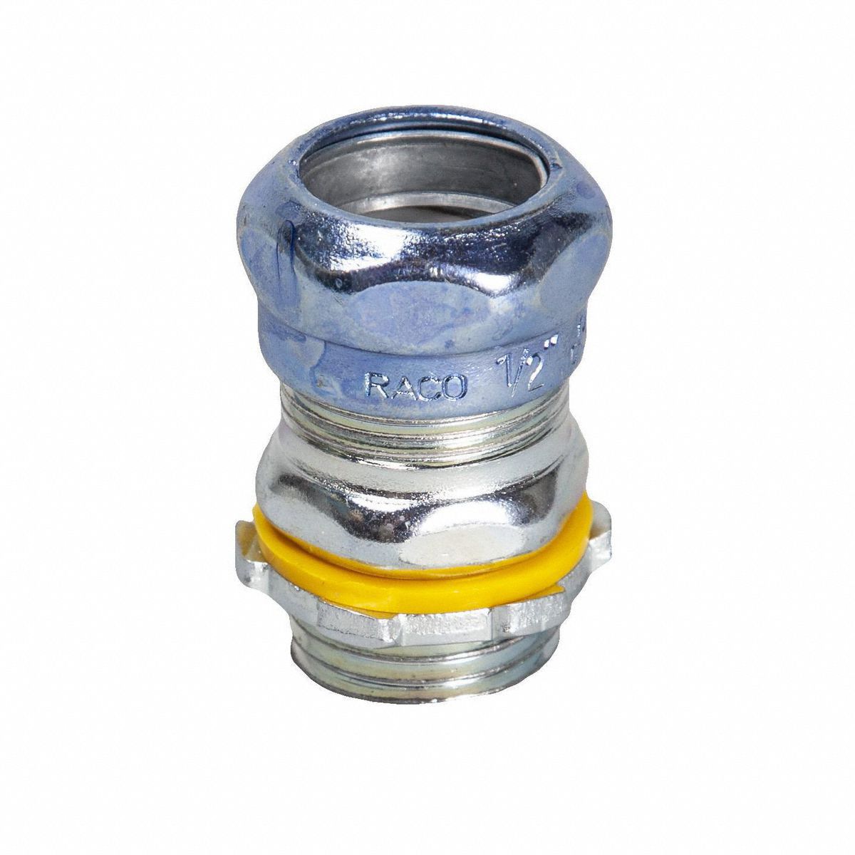 RACO Compression Conduit Connector: Steel, 1/2 in Trade Size, 1 9/16 in ...