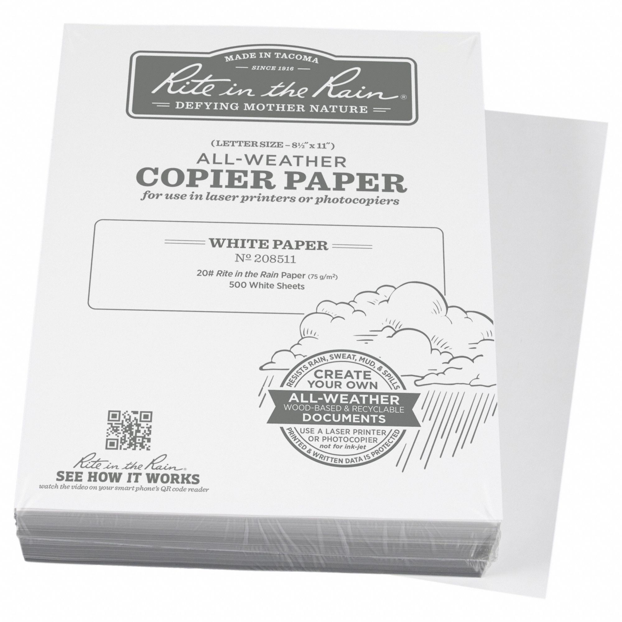 RITE IN THE RAIN, 20 lb Paper Wt, 91 Brightness, Laser Paper - 816WT6 ...