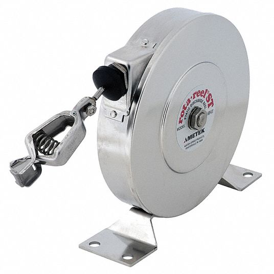 AMETEK - HUNTER SPRING 50 ft Retractable Grounding Wire Reel, Silver ...