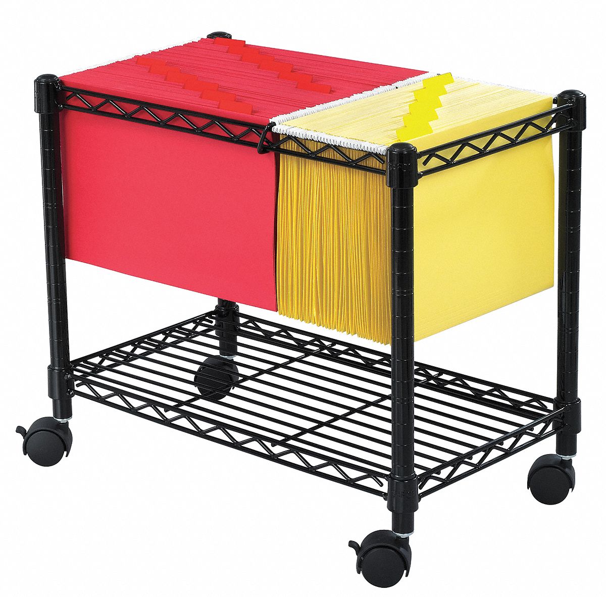14 in x 24 in x 20 1/2 in Wire Mobile File, Black - Grainger