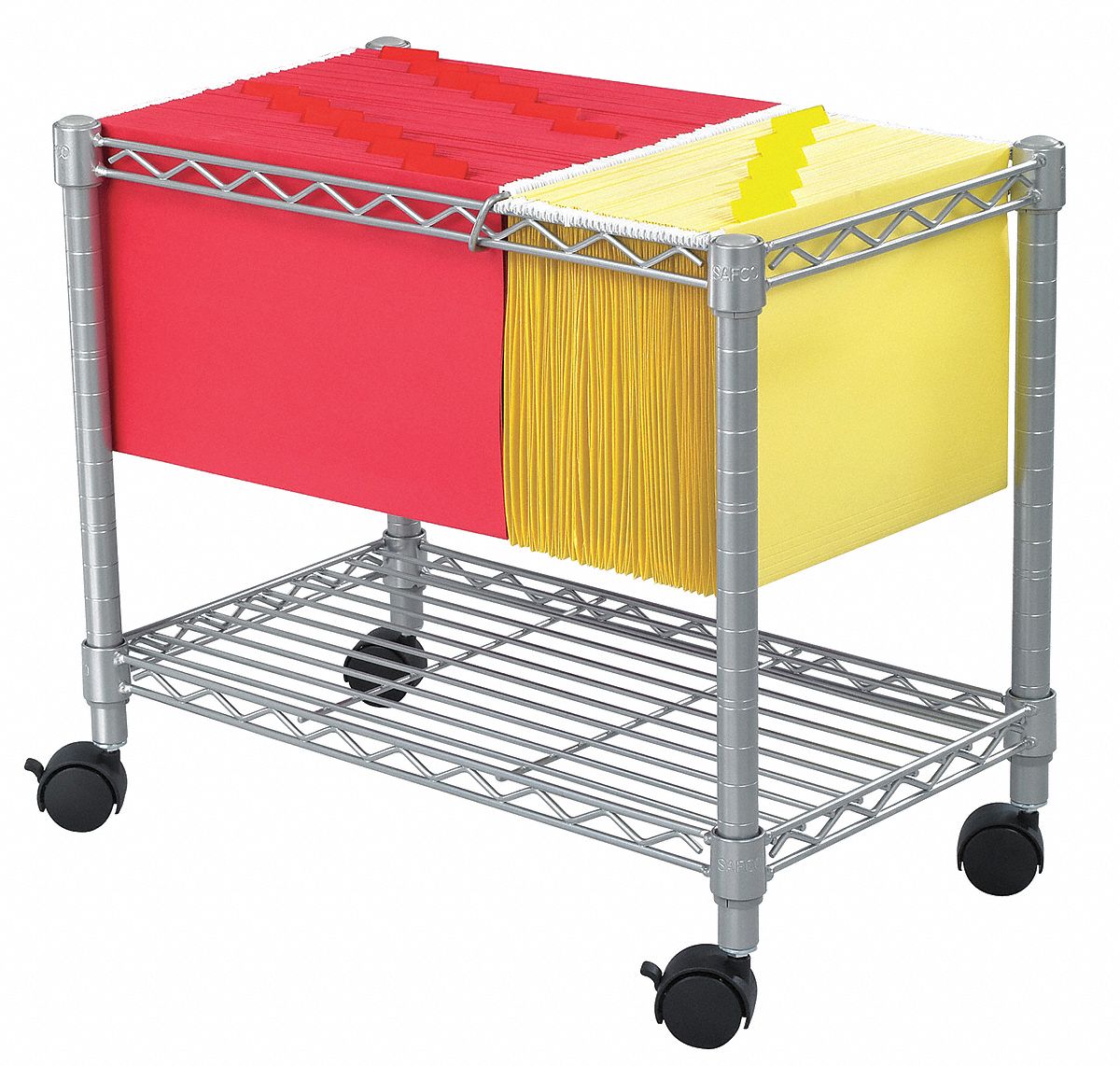 14 in x 24 in x 20 1/2 in Wire Mobile File, Metallic Gray - Grainger