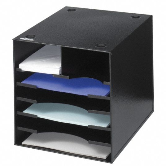 Desktop Organizer, Black, Steel, 10 in Height, 10 in Width - Grainger