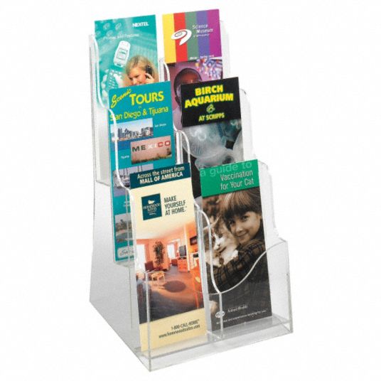 Acrylic Magazine Display Stand, Clear, Acrylic, 15 in Height, 9 in ...
