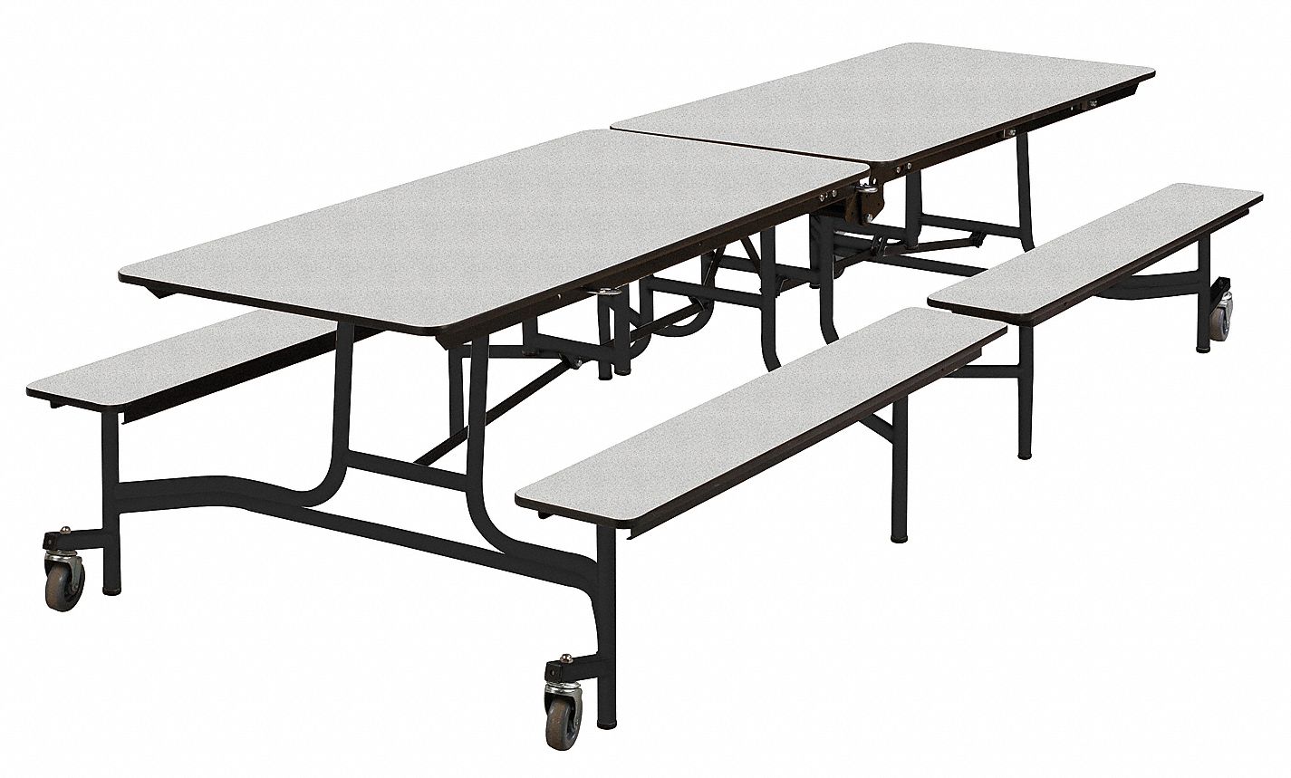 Mobile Bench Table, 10 Seats, Rectangle, 30 in Width - Grainger
