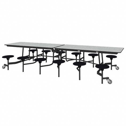 Mobile Stool Table, 12 Seats, Rectangle, 144 in Width, 30 in Depth ...