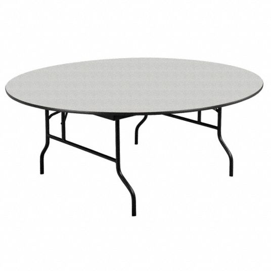 Round Folding Banquet Table, 30 in Height, 72 in Diameter, Gray Glace ...