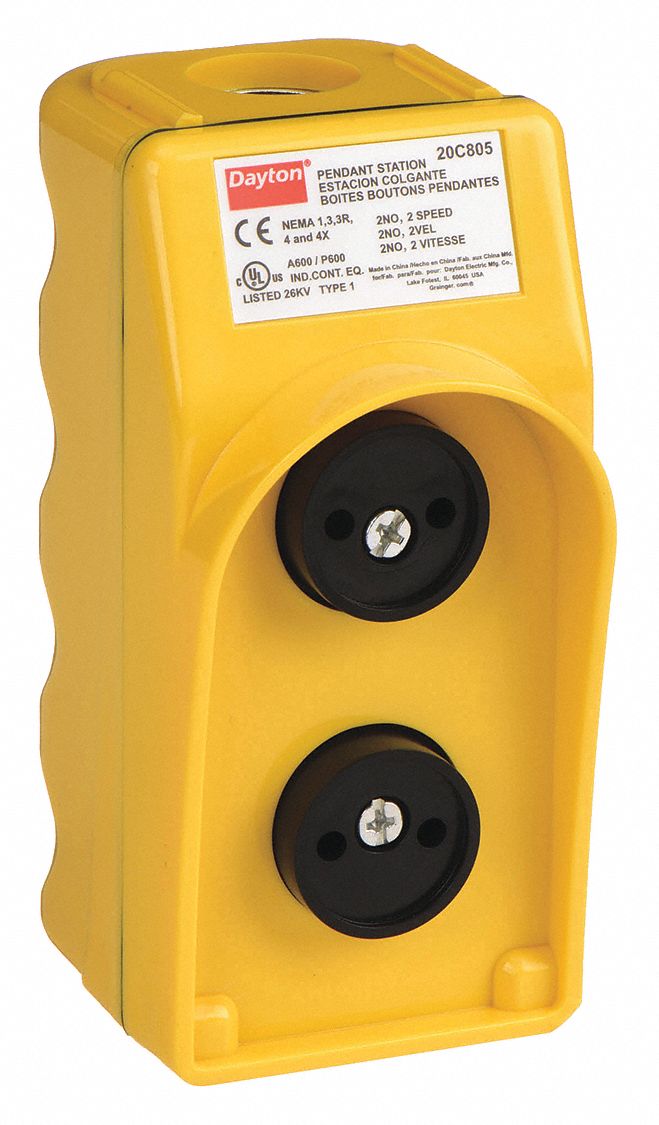 DAYTON, (2) Push Buttons, 2NO, Pendant Control Station - 20C805|20C805 - Grainger