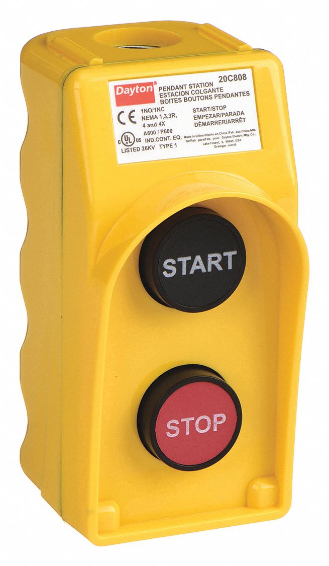 DAYTON, (2) Push Buttons, 1NO/1NC, Pendant Control Station - 20C808 ...