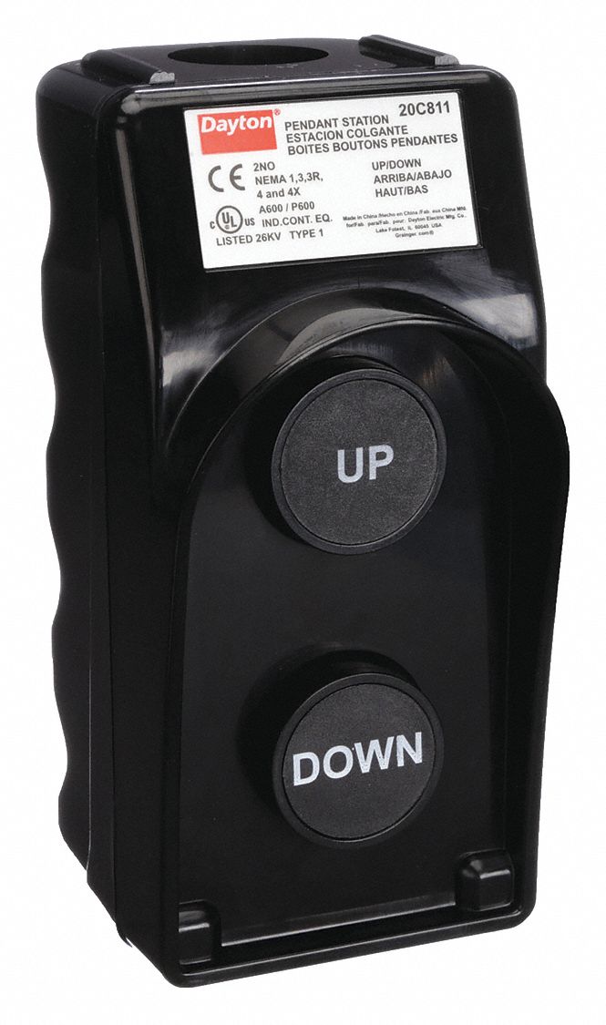 DAYTON, (2) Push Buttons, 2NO, Pendant Control Station - 20C811|20C811 - Grainger