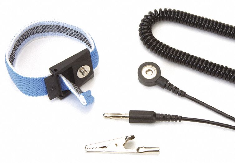 Static Control Wrist Strap,Blue,Fabric - Grainger