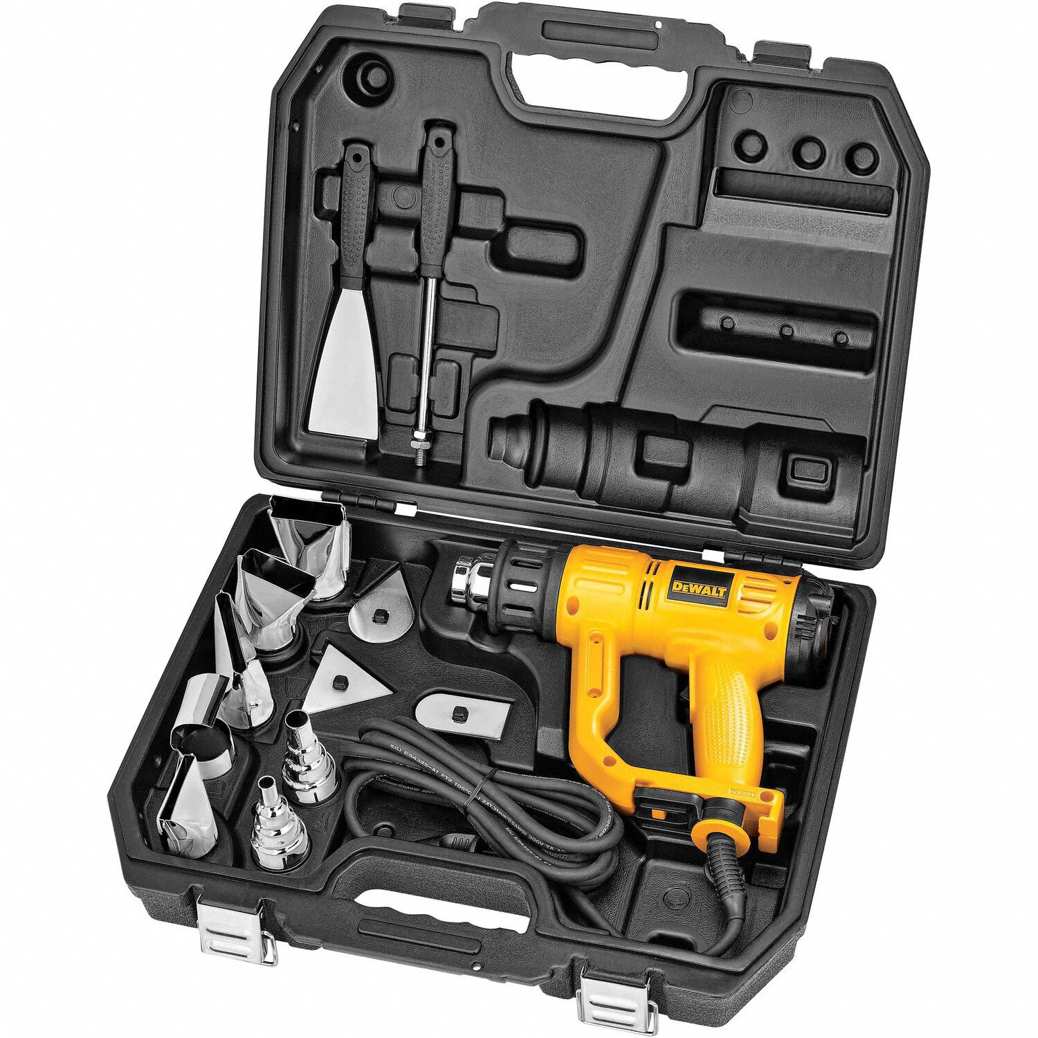 DEWALT Heat Gun Kit: Pistol-Grip, Surface Temp Control, 120V AC, Two ...