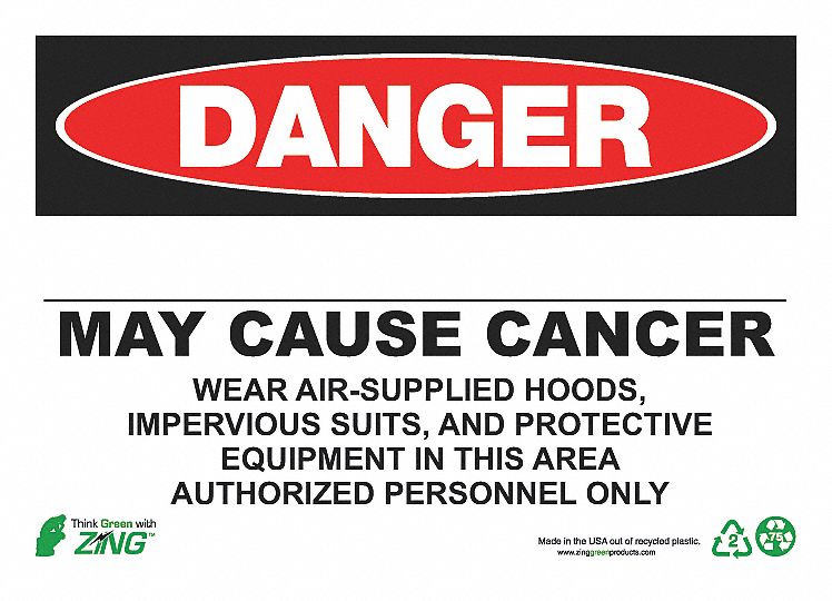 ZING DANGER SIGN 10X14 BLANK CANCER PL - Office and Facility Signs ...