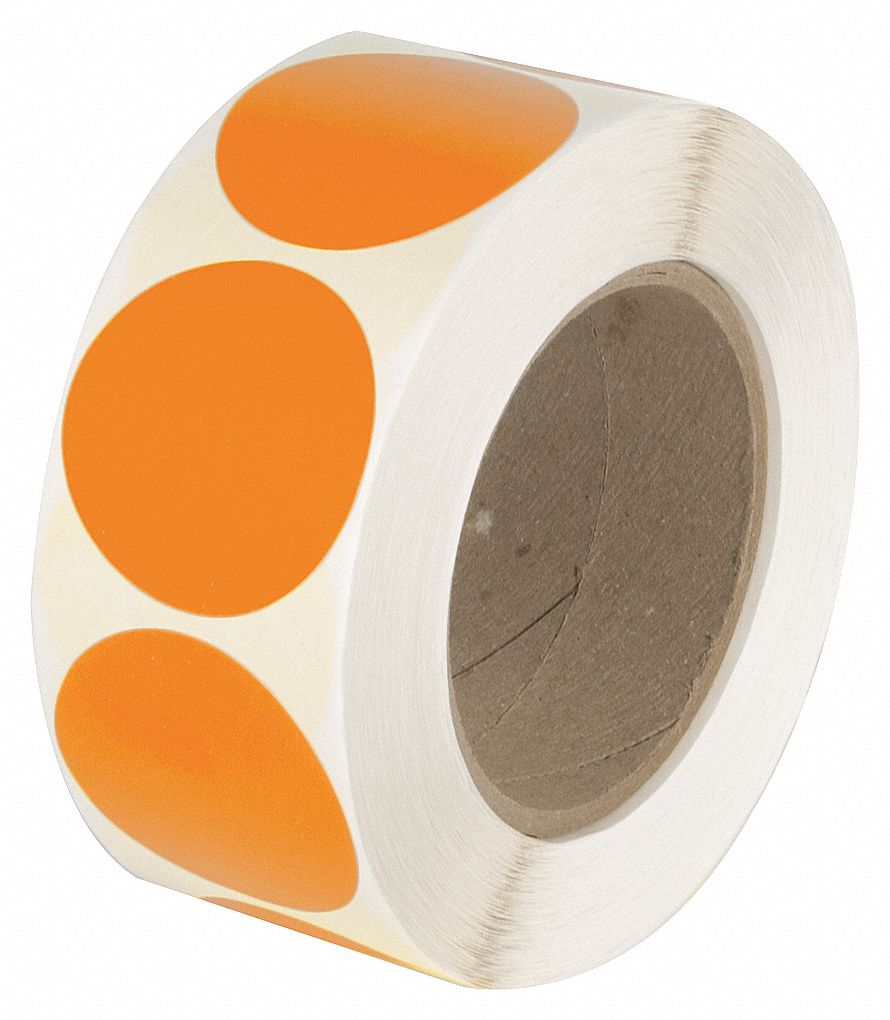INCOM MANUFACTURING CIRCLE LABEL, WRITABLE, SELF ADHESIVE, ORANGE, 2 IN ...