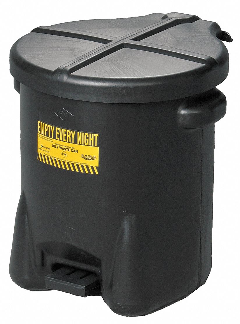 EAGLE, 6 gal Capacity, Black, Oily Waste Can - 20GY40|933FLBLK - Grainger EAGLE, 6 gal Capacity, Black, Oily Waste Can - 20GY40|933FLBLK - Grainger
