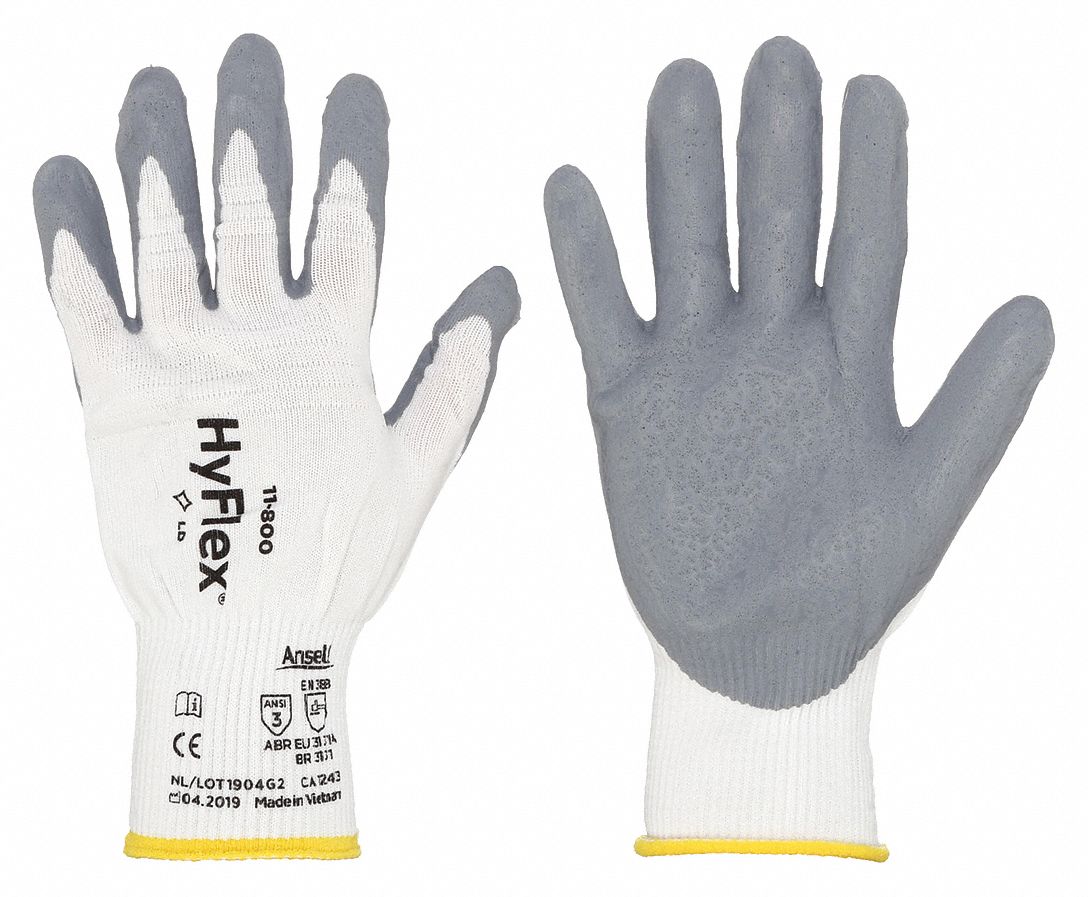 HYFLEX, ( 7 ), Smooth, Coated Gloves - 20GY46|11-800V - Grainger