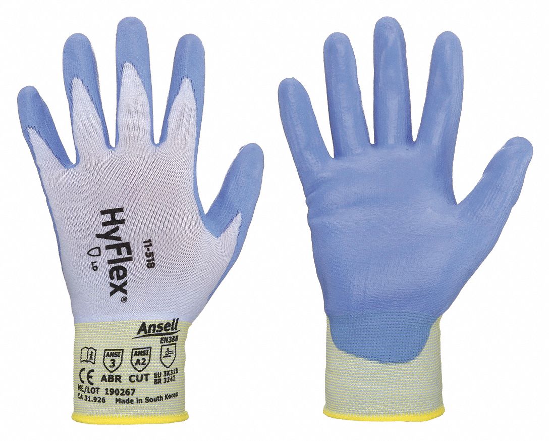 HYFLEX, ( 7 ), ANSI Cut Level A2, Coated Gloves - 20GY62|11-518V - Grainger