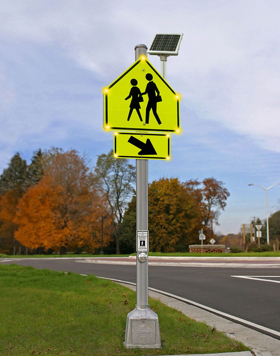 TAPCO LED School Zone Sign: 30 in x 30 in Nominal Sign Size, Aluminum ...