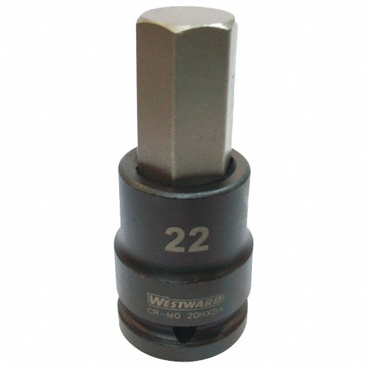 WESTWARD Impact Socket Bit : Metric, 3/4 in Drive Size, 22 mm Tip Size ...