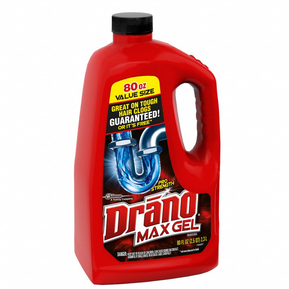 DRANO Gel Clog Remover: Jug, 80 oz, Gel, Unscented, 6 PK - 20J158 ...