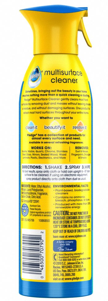 PLEDGE Multi-Purpose Cleaner: Trigger Spray Can, 9.7 oz Container Size ...