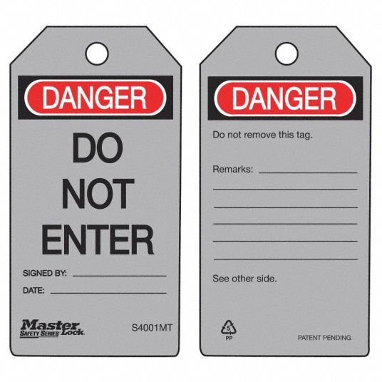 Metal Detectable Danger Tag, Height 5-3/4", Width 3", Gray, Shape ...
