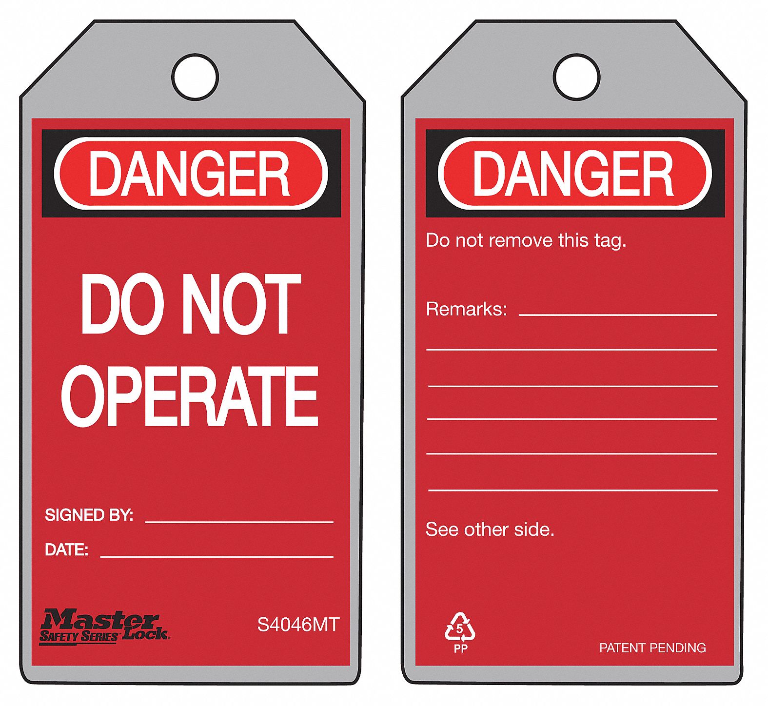 MASTER LOCK, Danger, Do Not Operate, Metal Detectable Danger Tag ...
