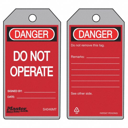 MASTER LOCK, Danger, Do Not Operate, Metal Detectable Danger Tag ...