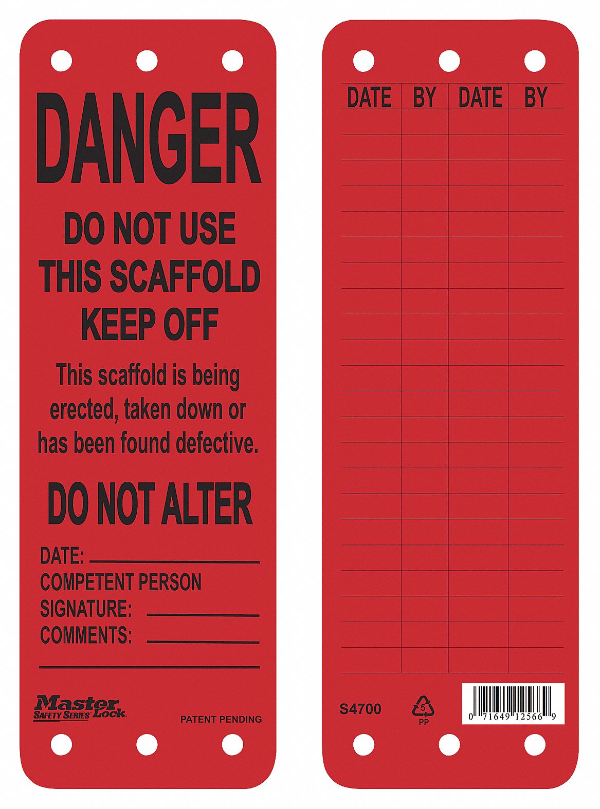 Danger Tag, Polypropylene, Height 9", Width 3", Red, Shape Rectangle ...