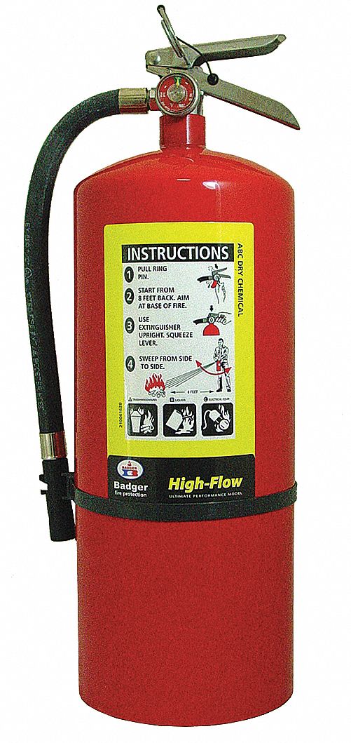BADGER, 20 lb Extinguisher Capacity, 4A:60B:C, Fire Extinguisher ...