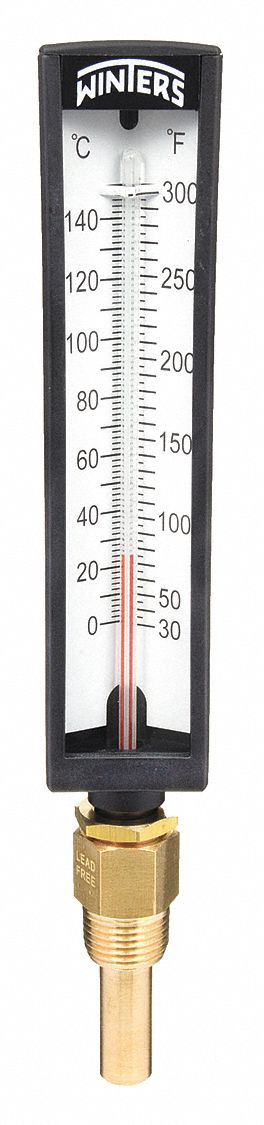 Lead-Free Glass Thermometer Assembly, 5.8 in Scale Lg, Industrial Glass ...