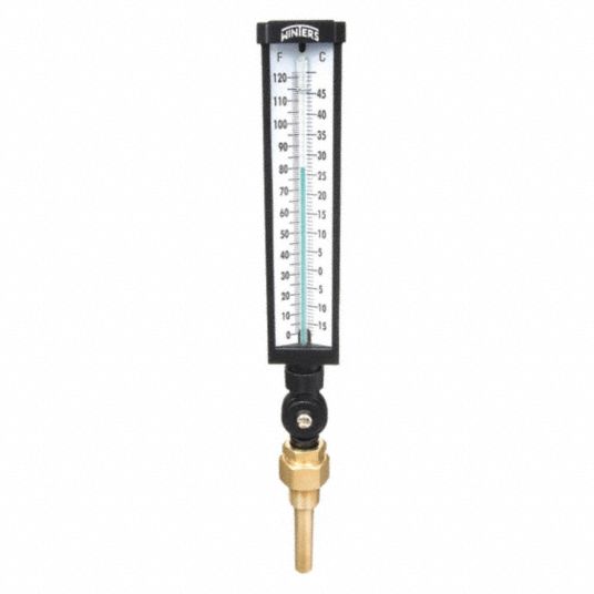 WINTERS, 0°F to 120°F /-15°C to 50°C, +/-1% Accuracy, Industrial Glass ...