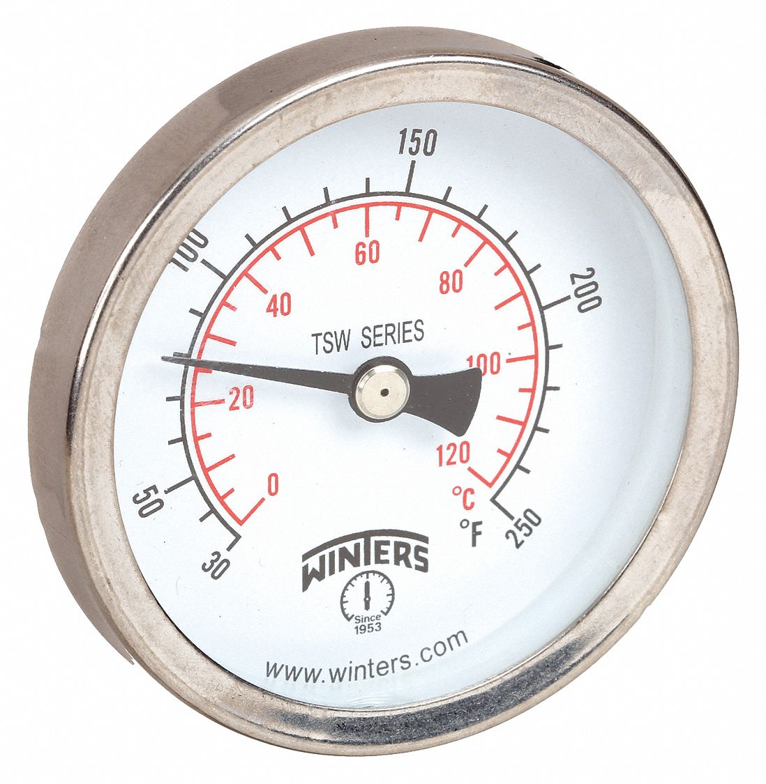 WINTERS, 30°F to 250°F /0°C to 120°C, +/- 1% Accuracy, Dial Thermometer ...