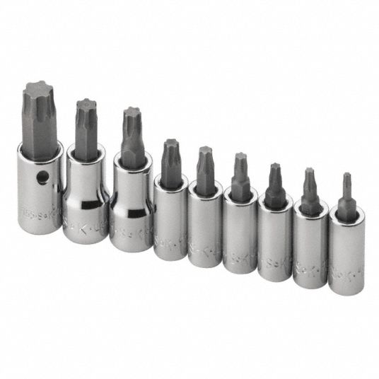SK PROFESSIONAL TOOLS, 1/4 in_3/8 in Drive Size, 8 Pieces, Socket Bit ...